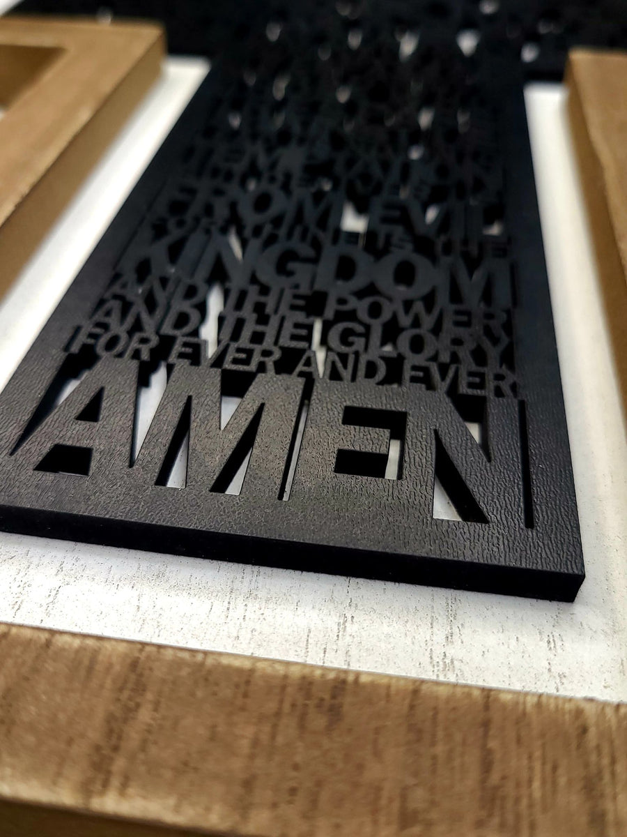 3D Layered Laser Engraved Cross, The Lord's Prayer – Hometown605
